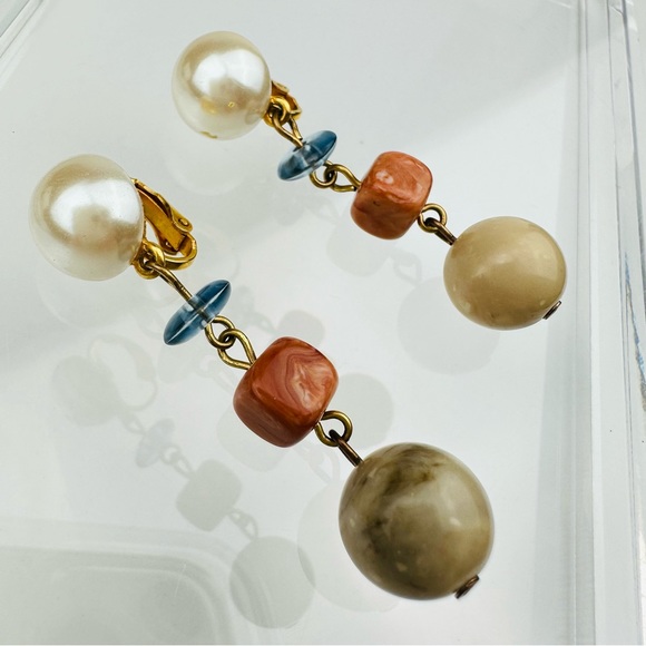 LCI | Jewelry | Vintage Lci Glass Pearl Blue Glass Disk Bead Dangle ...